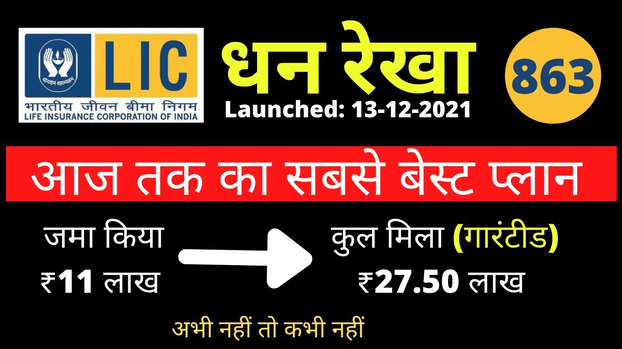 Lic Dhan Rekha Policy 863 धन रेखा प्लान Best Money Back Plan By Lic