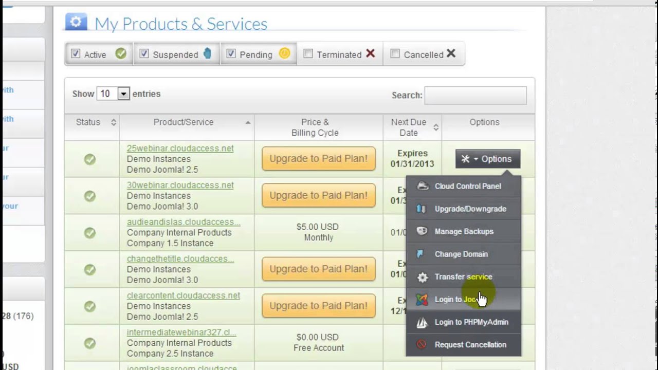 Registering Joomla demo account at cloudaccess.net (Hindi-Urdu) - YouTube