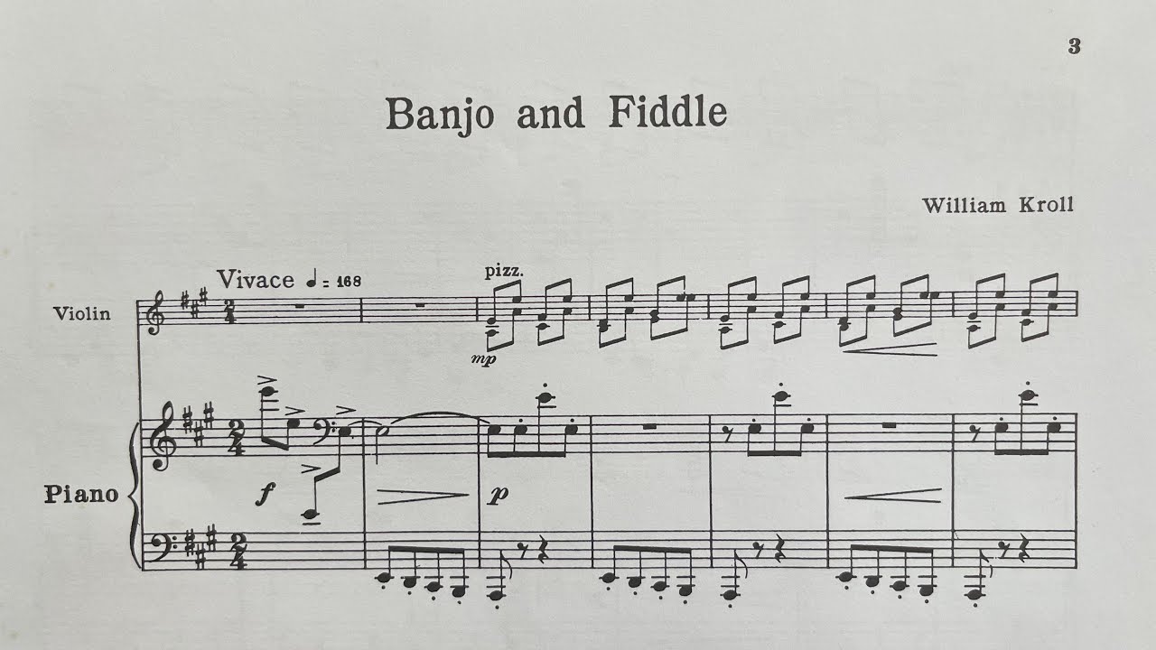 Banjo and Fiddle by William Kroll, piano accompaniment with score, ATCL ...