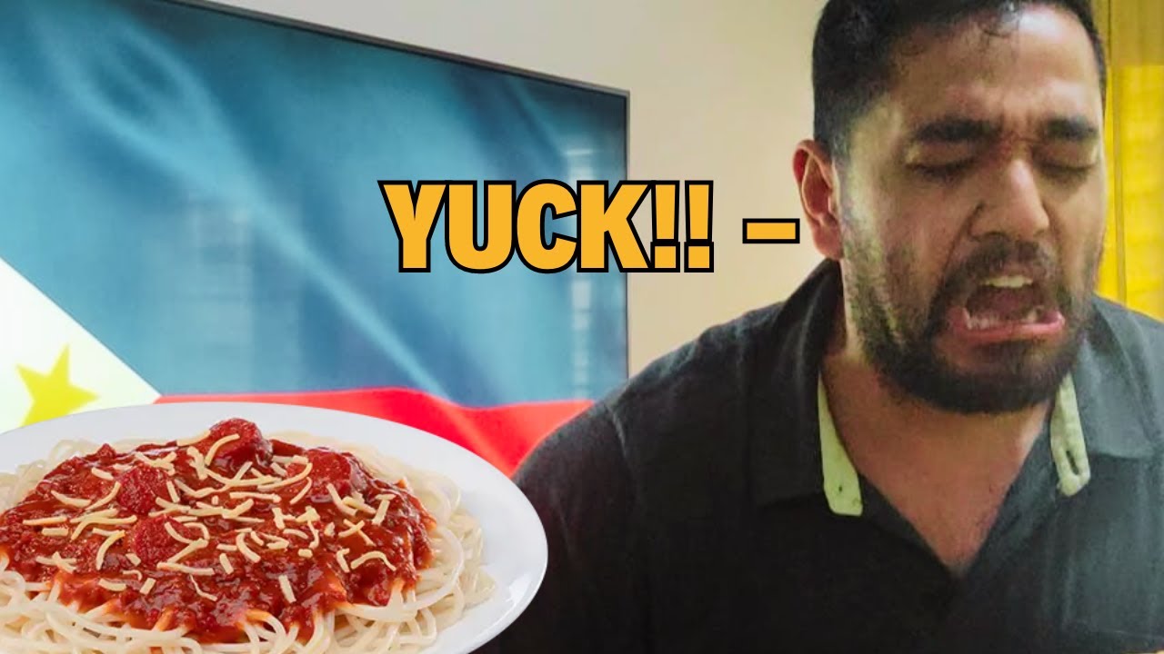 FOREIGNER TRIES FILIPINO SPAGHETTI AND HE HATES IT - YouTube