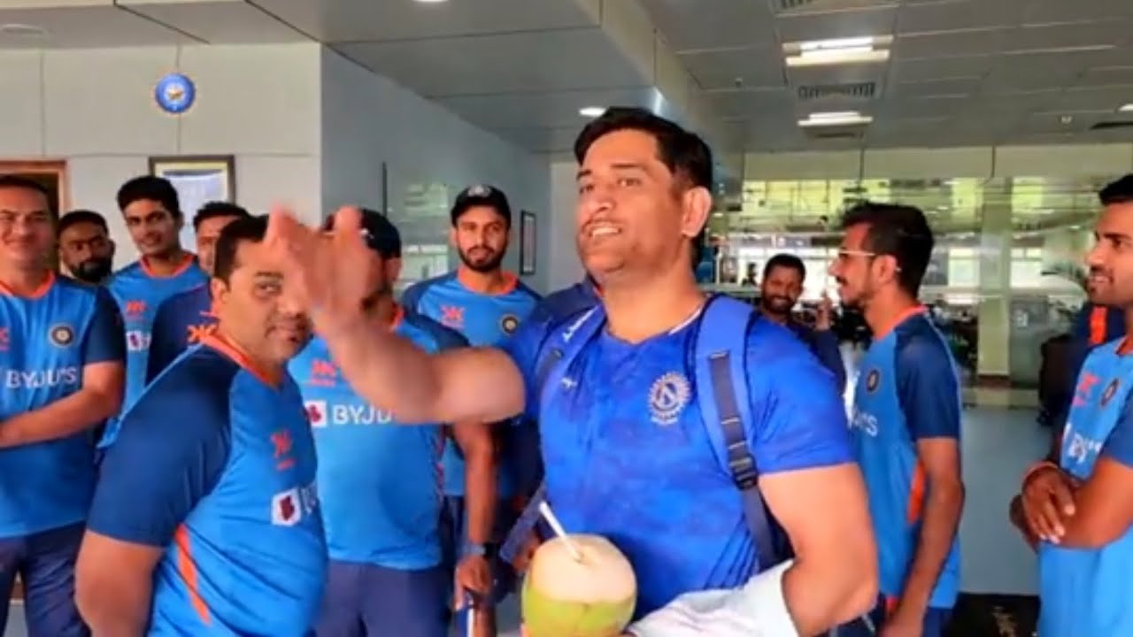 MS Dhoni visited Indian dressing room today ahead of the first T20 ...