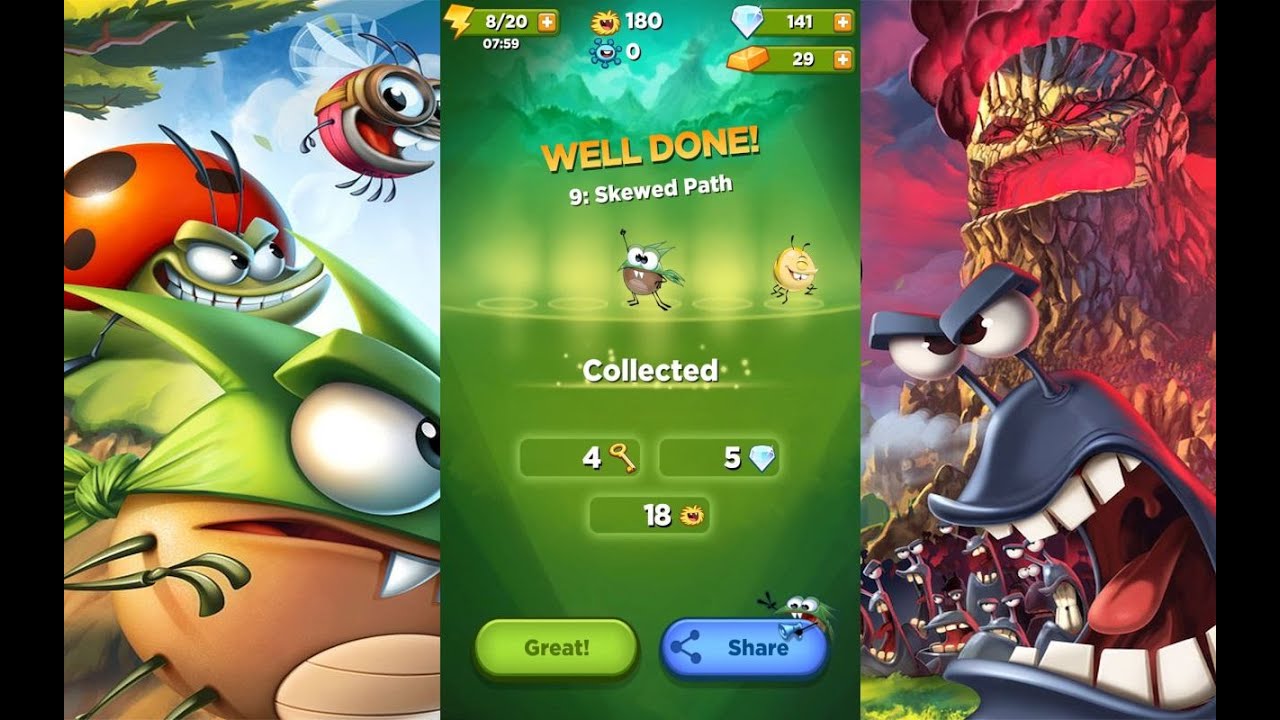 Best Fiends Level 9 Skewed Path HD 1080p - YouTube