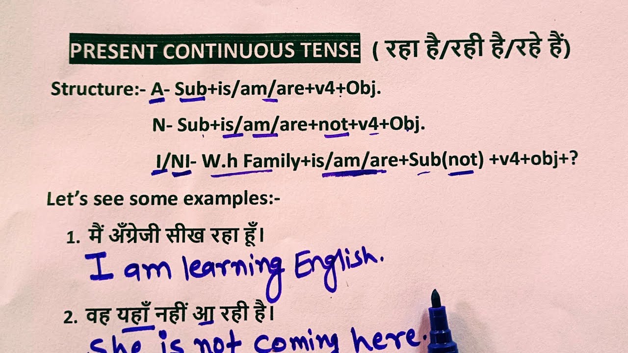 Present continuous Tense Special structure|Translation practice|Tense ...