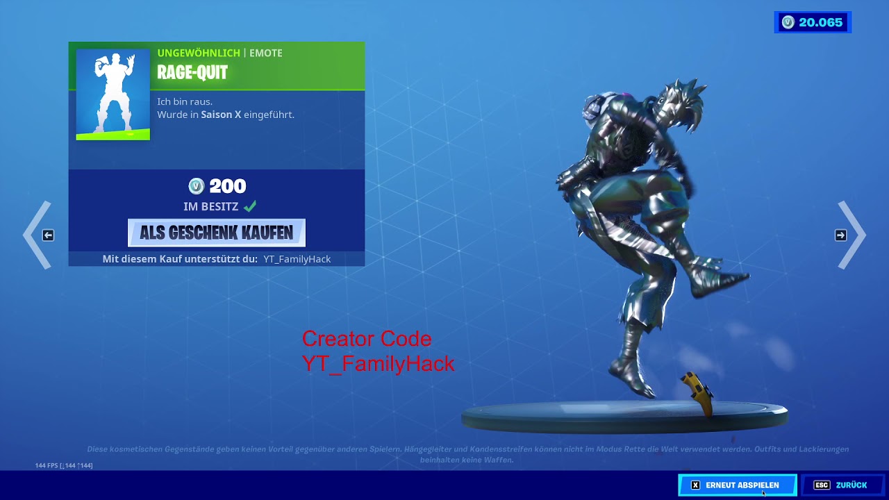 Rage Quit Emote in Fortnite - Heute neu im Item Shop - CC: YT ...