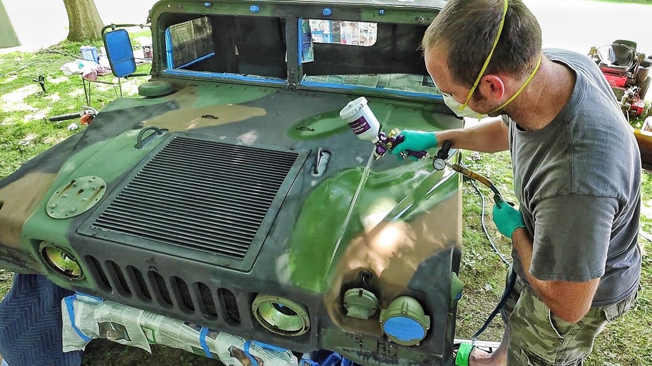 Camo painting a surplus HMMWV Humvee - YouTube