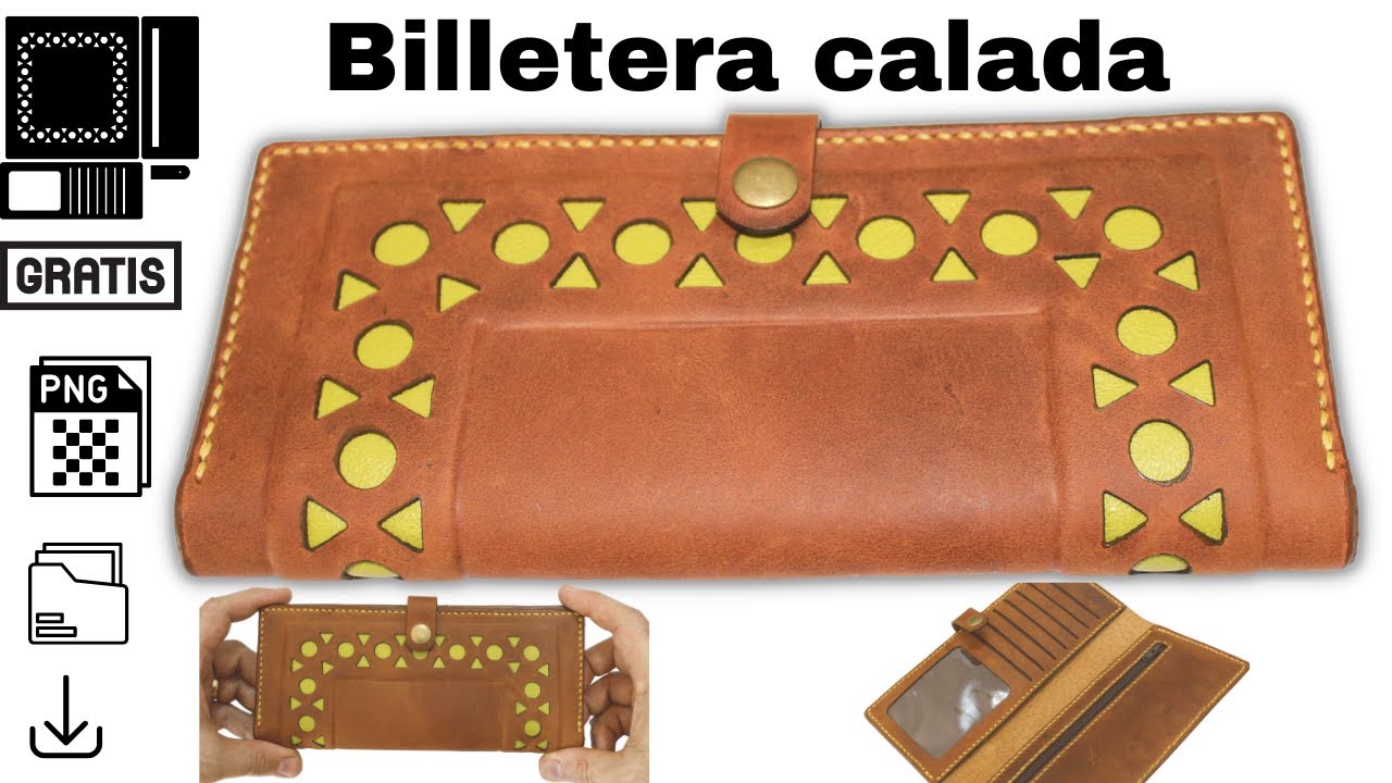 CÓMO HACER una Billetera de cuero calada, diseño PNG, Cosida a mano y ...
