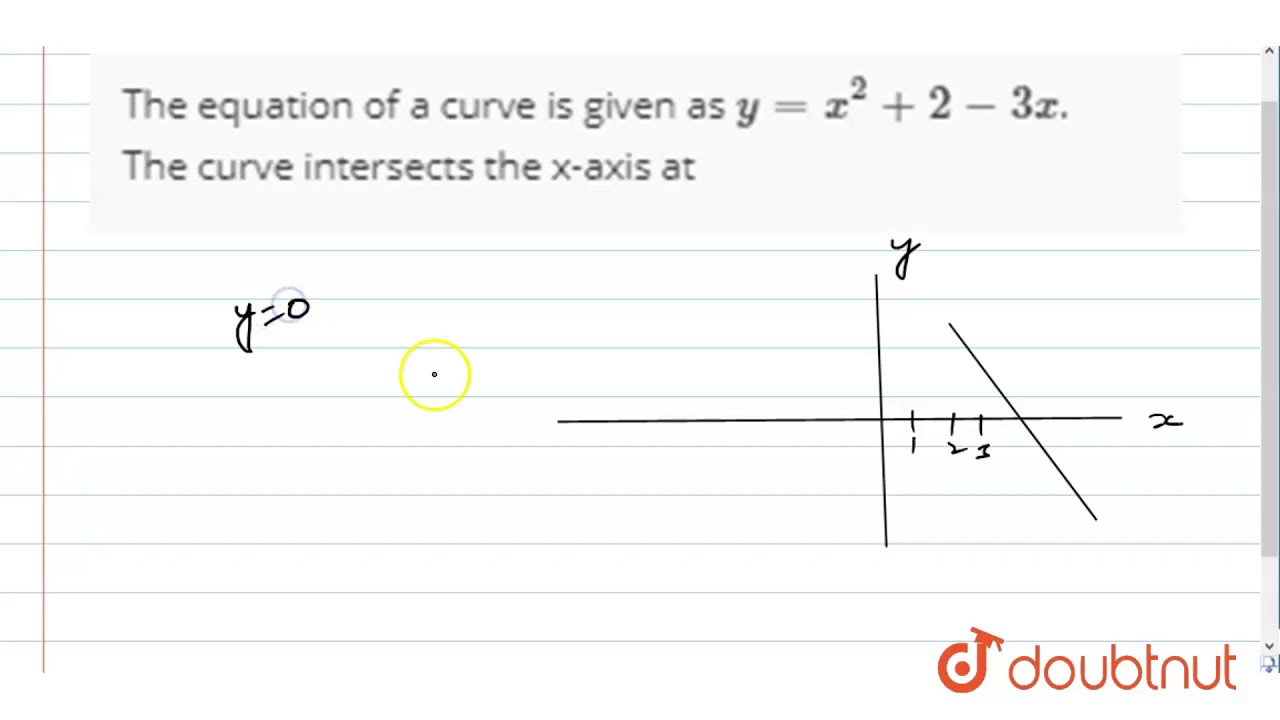 The equation of a curve is given as `y=x^(2)+2-3x`. The curve ...