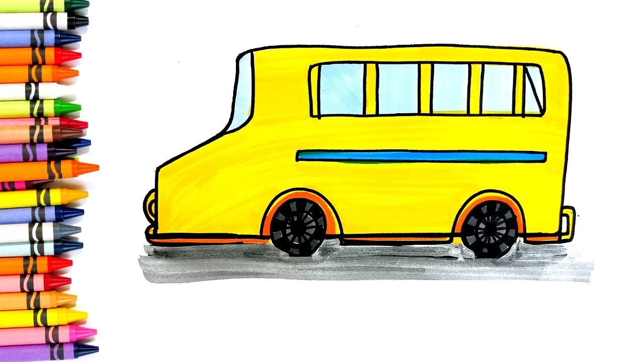 Let's Draw A Bus For Toddler & Kids, Rhymes for children, Yellow Bus ...