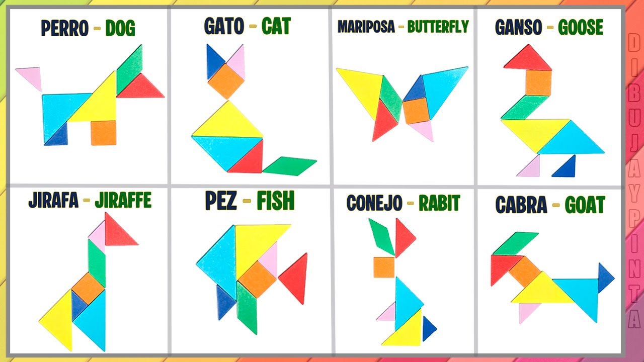 ANIMALES CON TANGRAM 🔺🔶🟡🌈 Puzzles para TODOS - YouTube