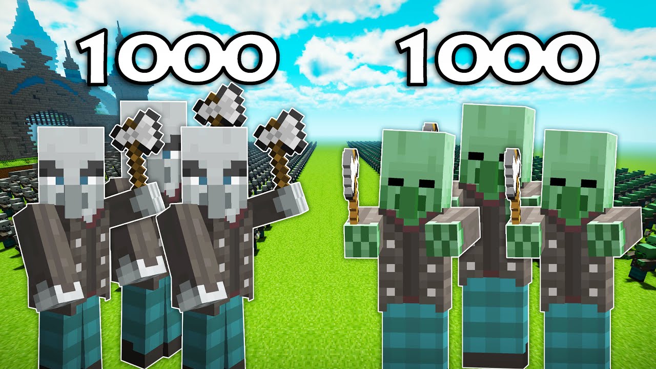 1000 Vindicator Vs 1000 Zombie Vindicator | Minecraft - YouTube