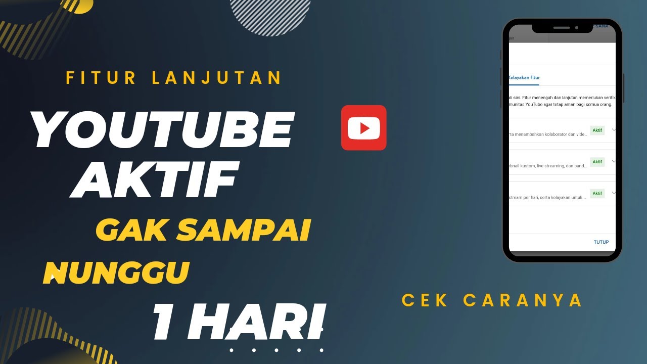 CARA CEPAT MENGAKTIFKAN KE 3 KELAYAKAN FITUR YOUTUBE - YouTube
