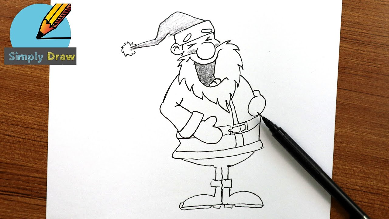 how to draw santa laughing step by step | Simply Draw - YouTube