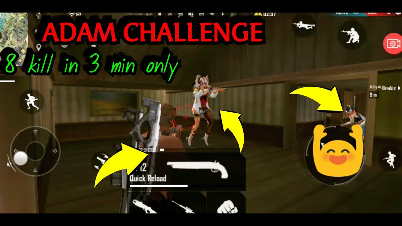 Adam Challenge (a short clip) 8 kills in 3 min || O.P gameplay || FREE ...