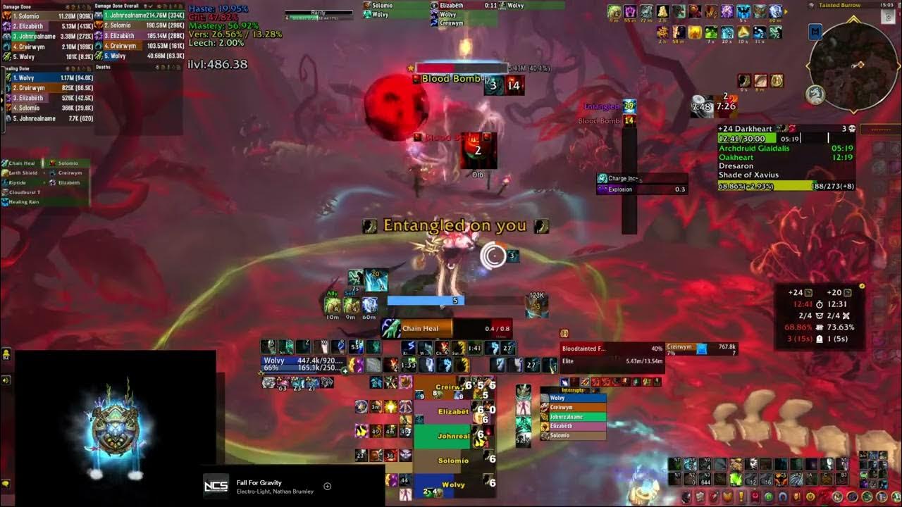 Darkheart Thicket M+24, Resto Shaman (Tyrannical, Entangling, Bursting) - YouTube