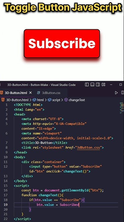 Toggle Button using JavaScript - YouTube