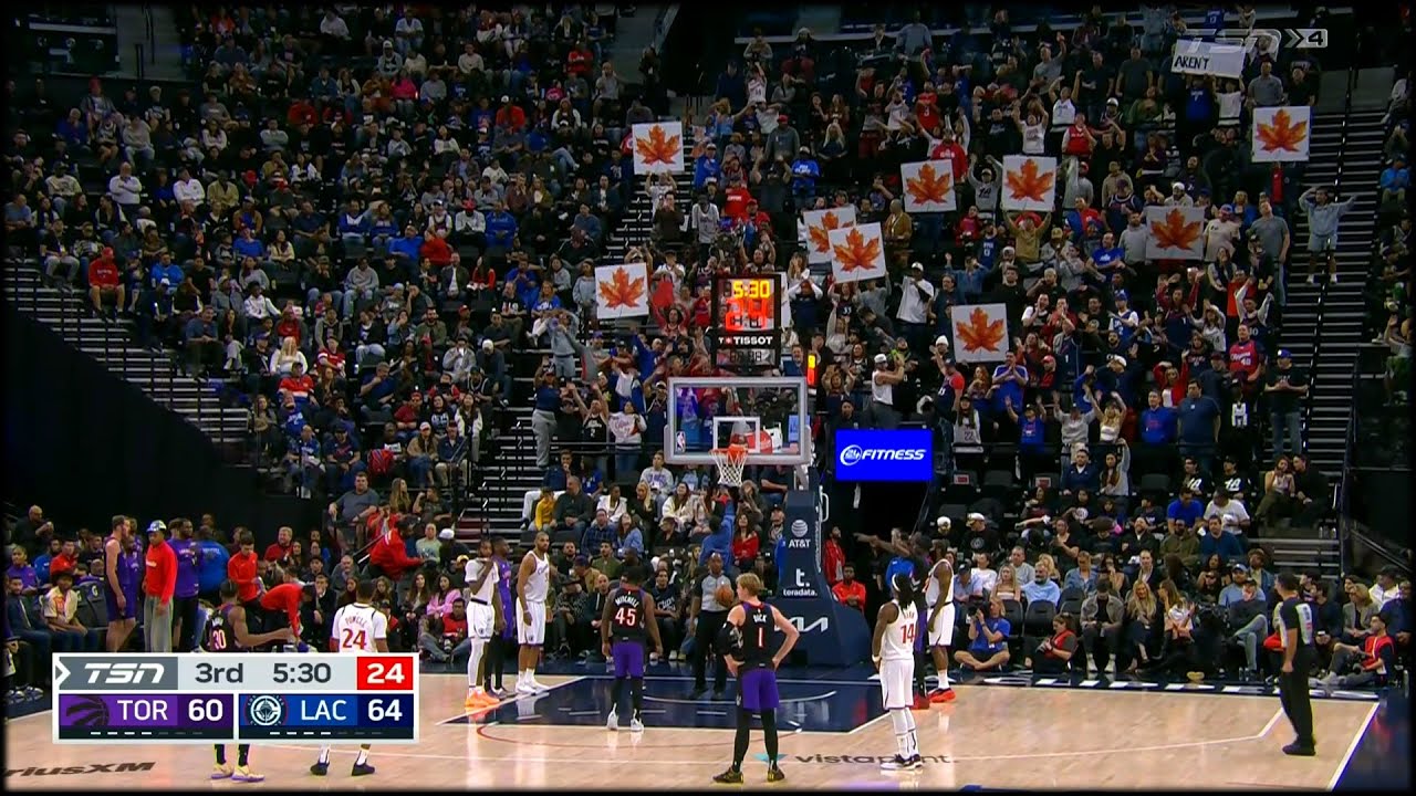 Clippers fans Waving Maple Leaf signs at the Raptors 😆 - YouTube