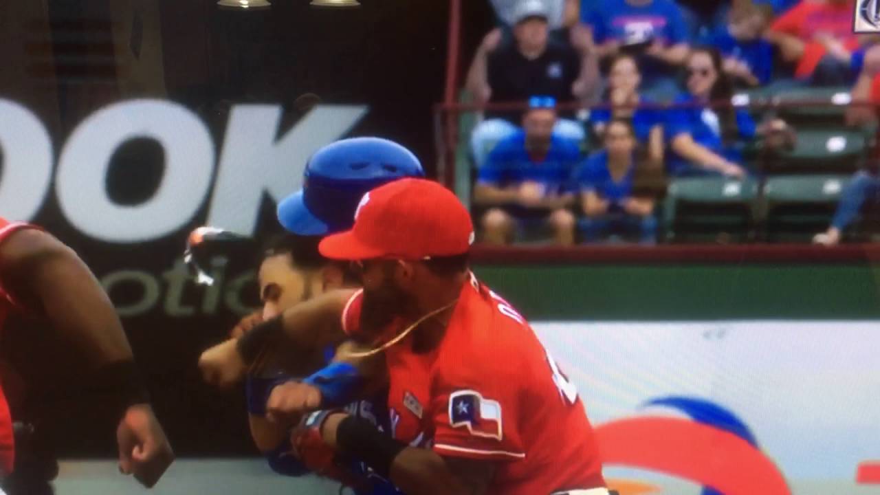 Odor owns Bautista: Texas Rangers PUNCH! - YouTube