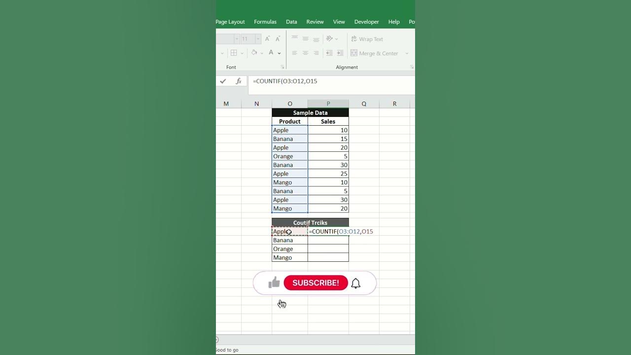 Excel CountIf Function, How to use countif function in excel #shortvideo #excel #tricks - YouTube