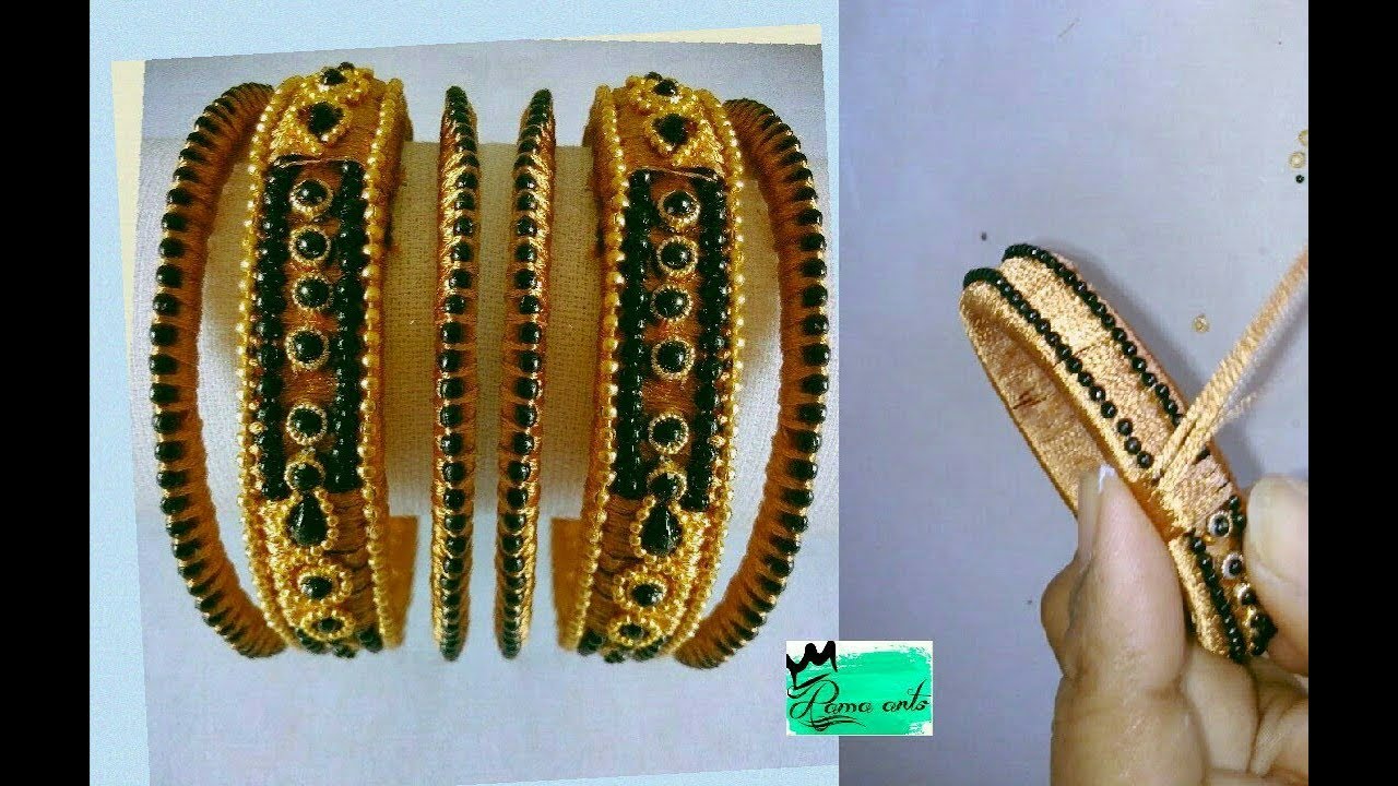 Black bangle set - Making with silk thread | jewellery tutorials - YouTube