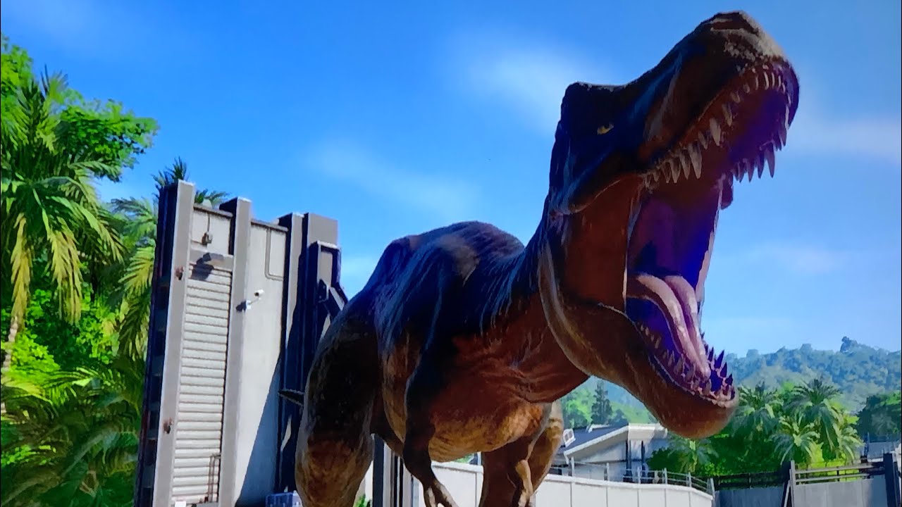 Jurassic world evolution 4 way battle royal 1 (T_REX vs SPINO vs ...