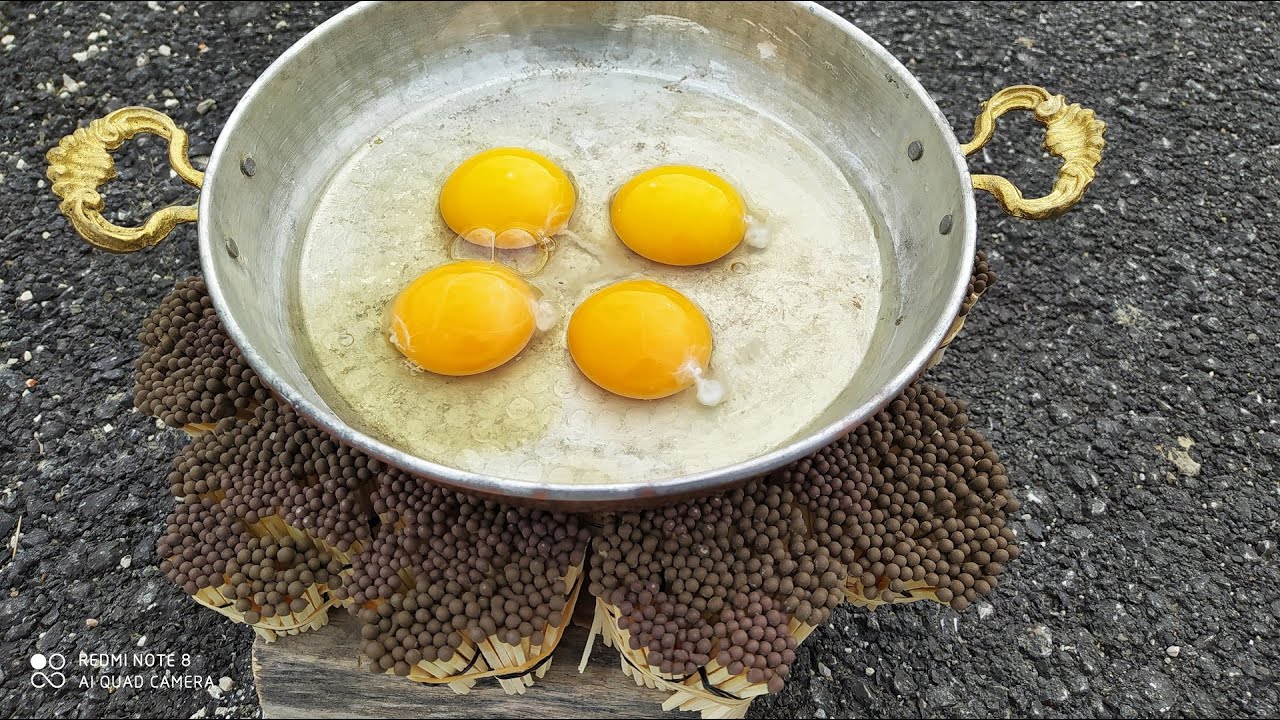 cooking eggs with 10000 matches - YouTube