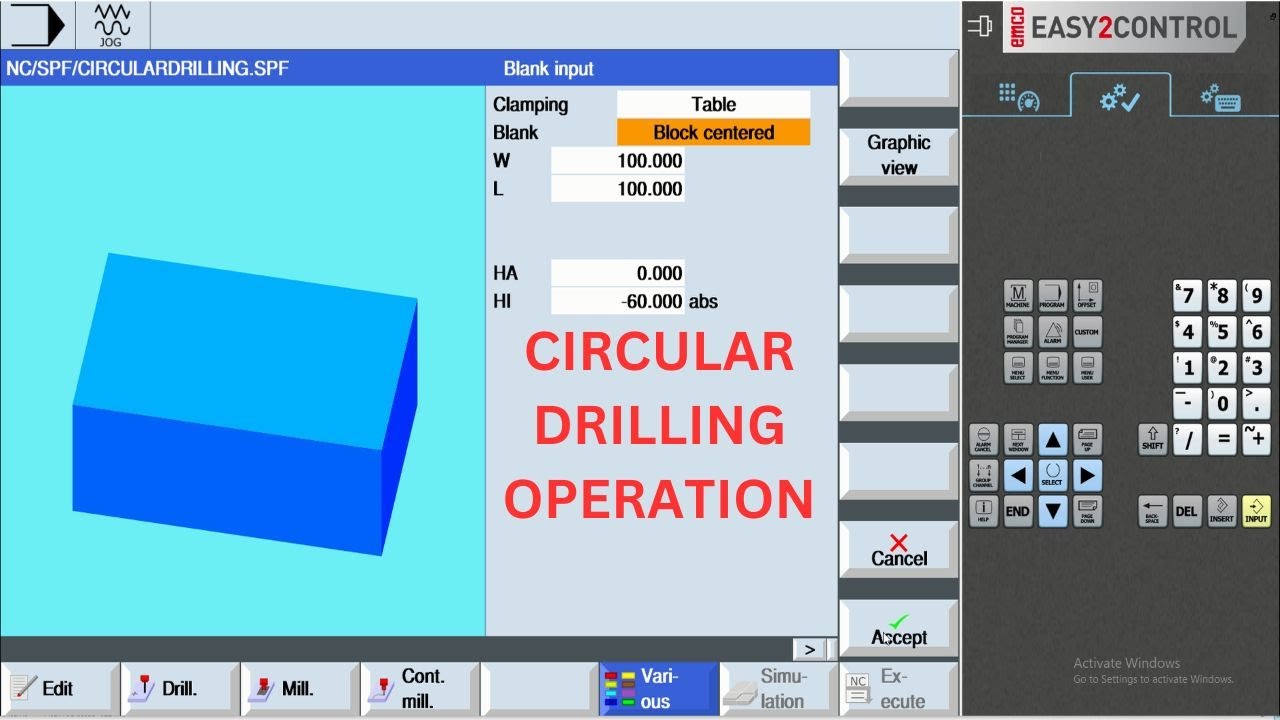 CIRCULAR DRILLING IN SINUMERIK 828D - YouTube