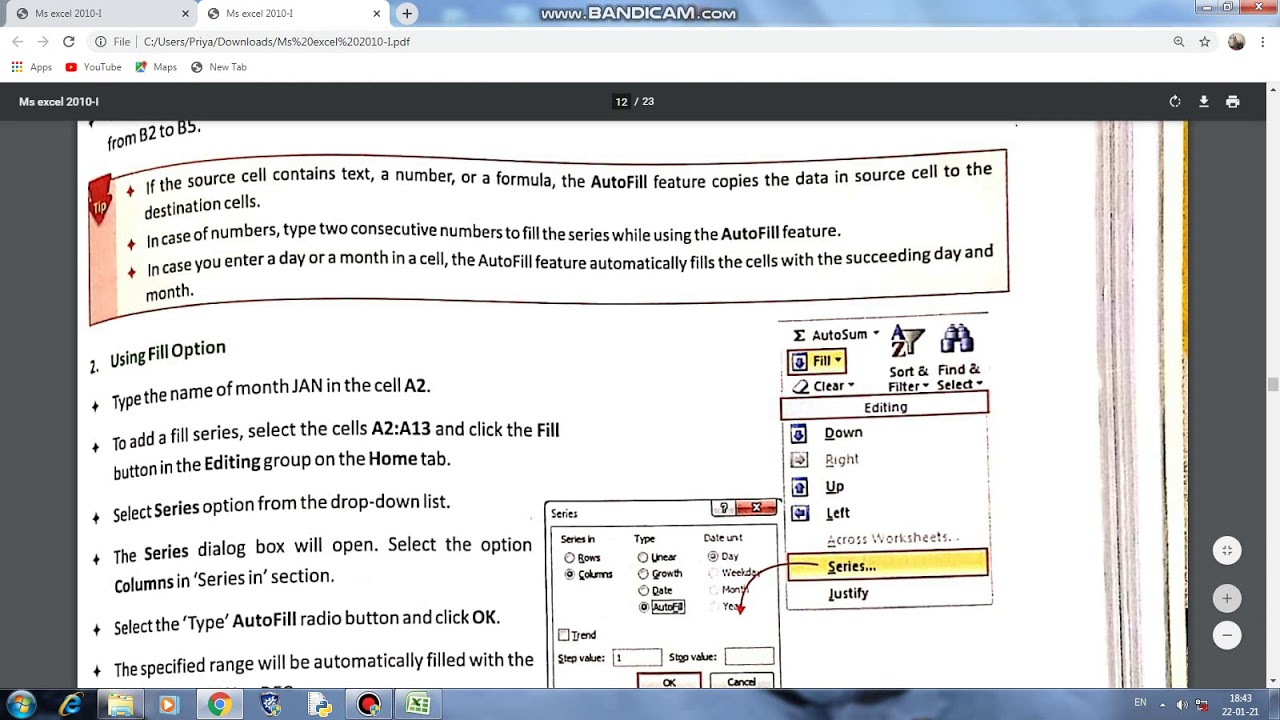 CBSE Class 9 Computer applications(Ms excel 2010 part 4) - YouTube