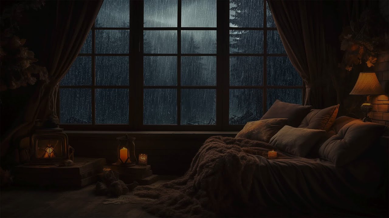 Dormi ora Nella Notte Tempestosa con Pioggia Battente e Tuoni Pesanti ...