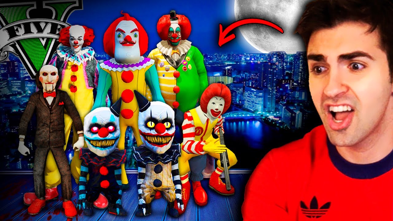 *ME ENFRENTO con TODOS LOS PAYASOS ASESINOS* WTF !! 😈🤡😱 (GTA 5 Mods ...