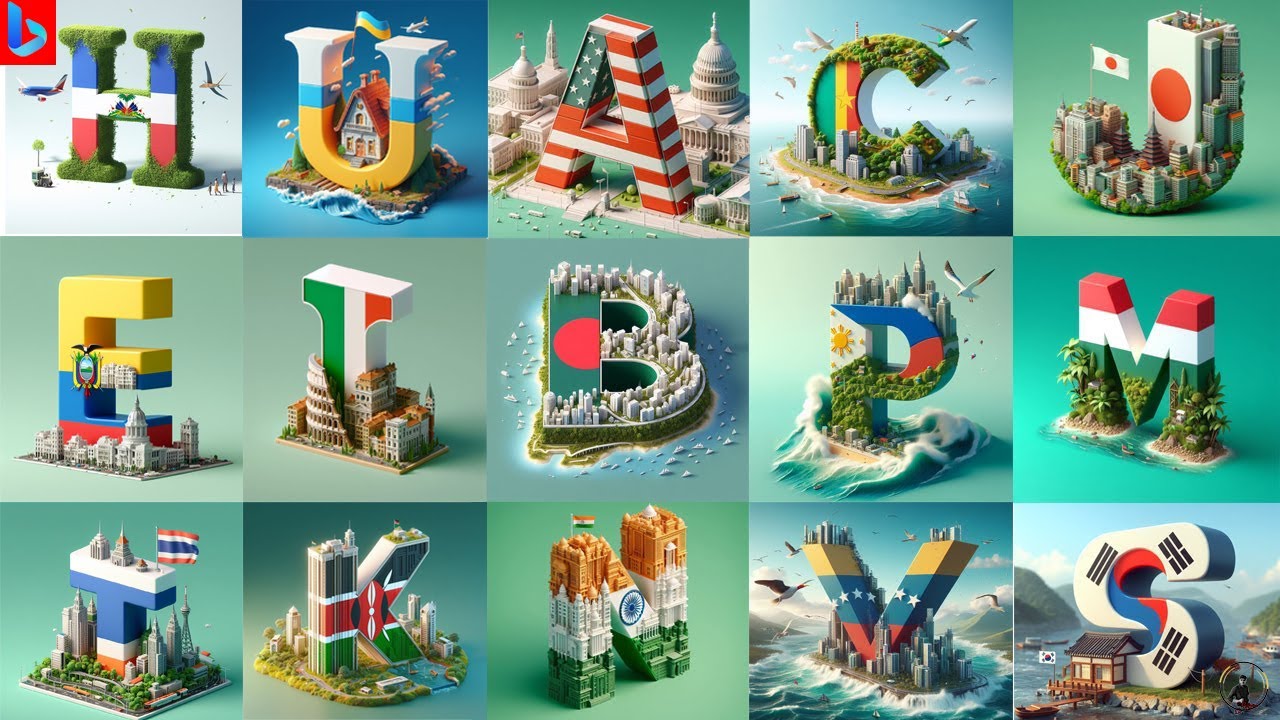 letter manipulations tutorial |Country 3D Map | BING AI Generator - YouTube