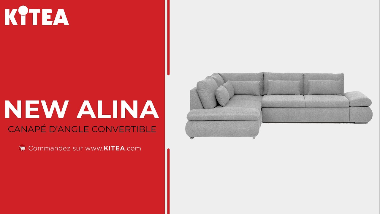 KITEA – CANAPE D'ANGLE NEW ALINA CONVERTIBLE AVEC FONCTION LIT ...