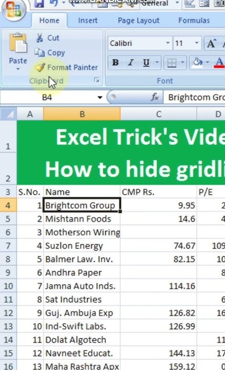 How to hide Grid lines in Excel 2017 version? #excelacademy #exceltips - YouTube