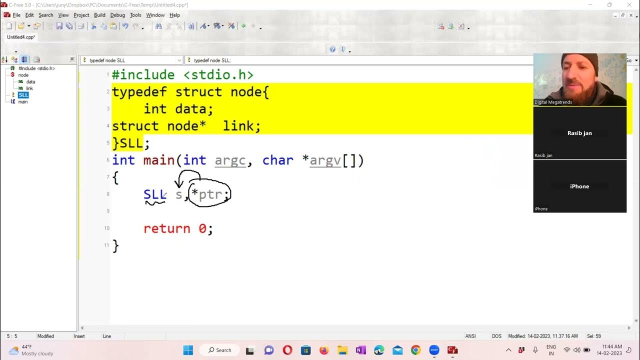 15. Data Structure in C : Linked List Introduction ( Structures and Pointers and malloc) Part 2 ...