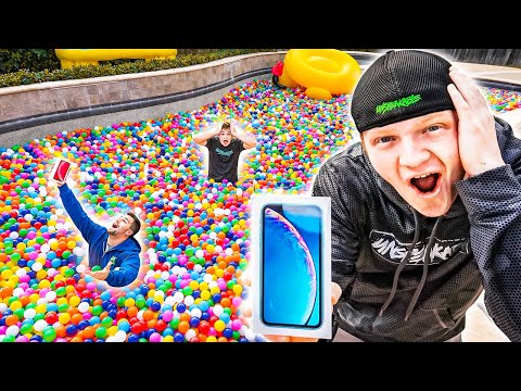 FIRST TO FIND iPHONE IN RAINBOW POOL BALL PIT!