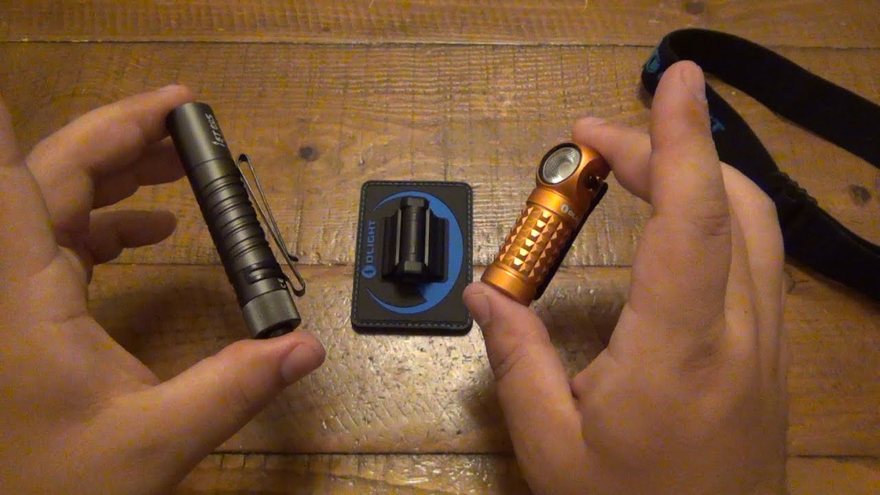 Olight "Perun Mini" ORANGE & "i5T EOS" GRAY (Velcro Patch Mounting ...