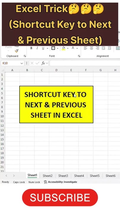 ExcelTrick🤔#Shortcut Key to Next & Previous Sheet in Excel#exceltips#exceltutorial#excelhacks# ...