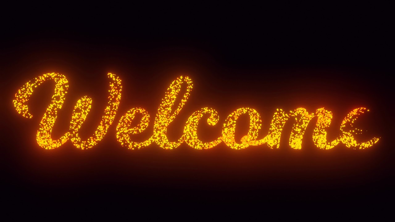 Welcome Text On Black Background, Flying Sparks, Particles Looping 2D ...