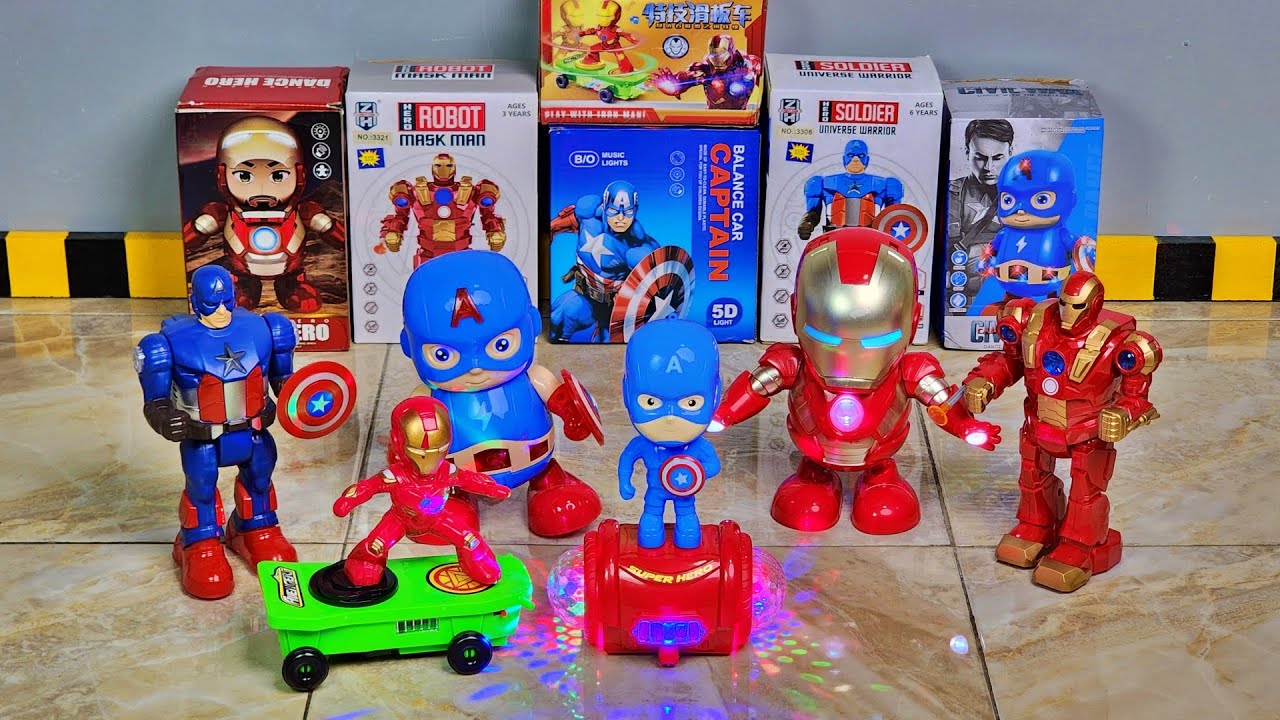 Unboxing Robot Robot Ironman dan Captain America, Robot Dance Iron Man ...