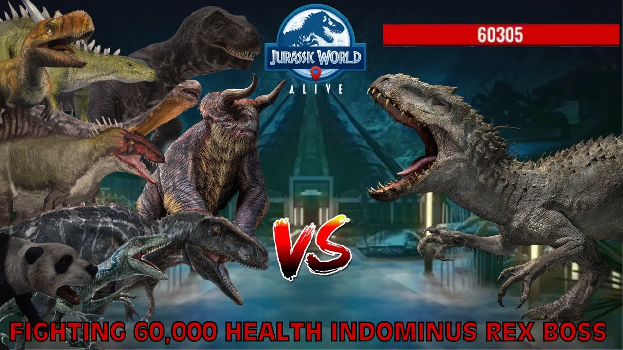 Fighting 60,000 Health Indominus Rex Boss - Jurassic World Alive - YouTube