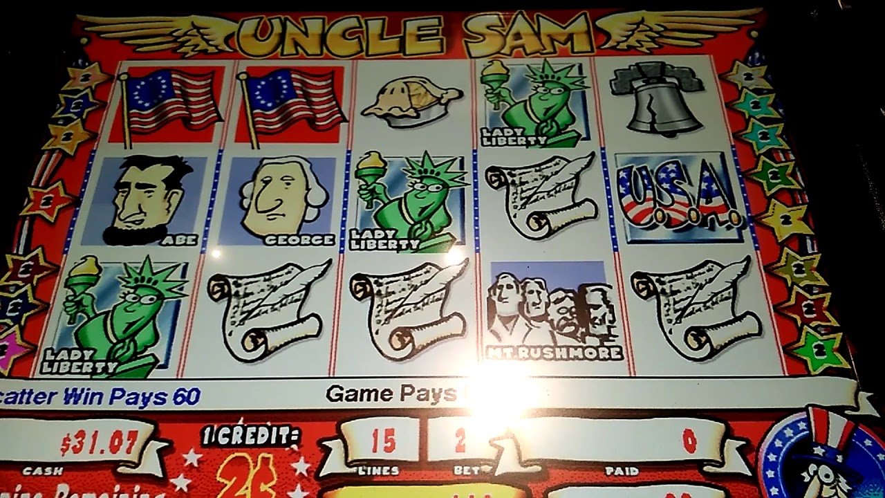 UNCLE SAM CLASSIC FLAG SPINS BONUS 2¢ DENOM 30¢ BET NICE WIN - YouTube