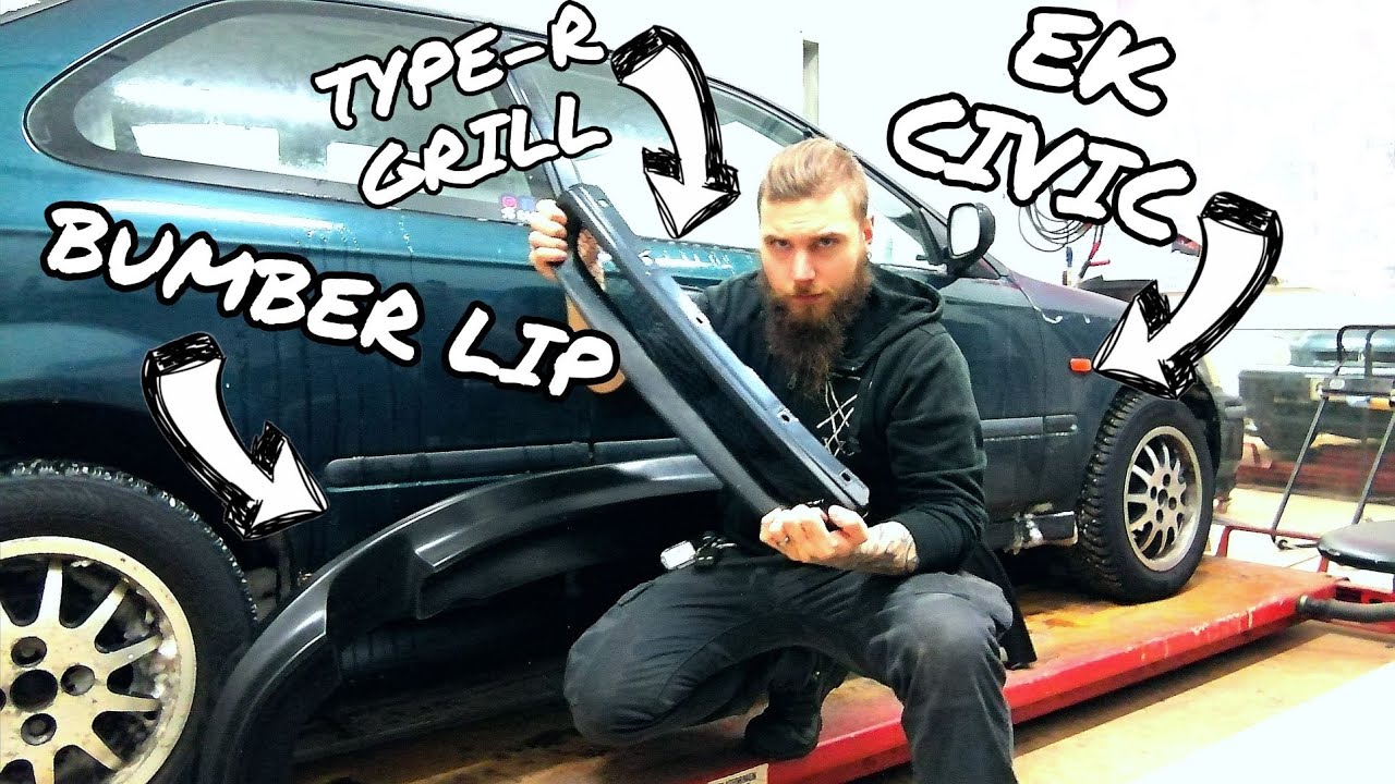 TYPE R FRONT GRILL And BUMPER LIP INSTALL - HONDA CIVIC EK HATCH - YouTube