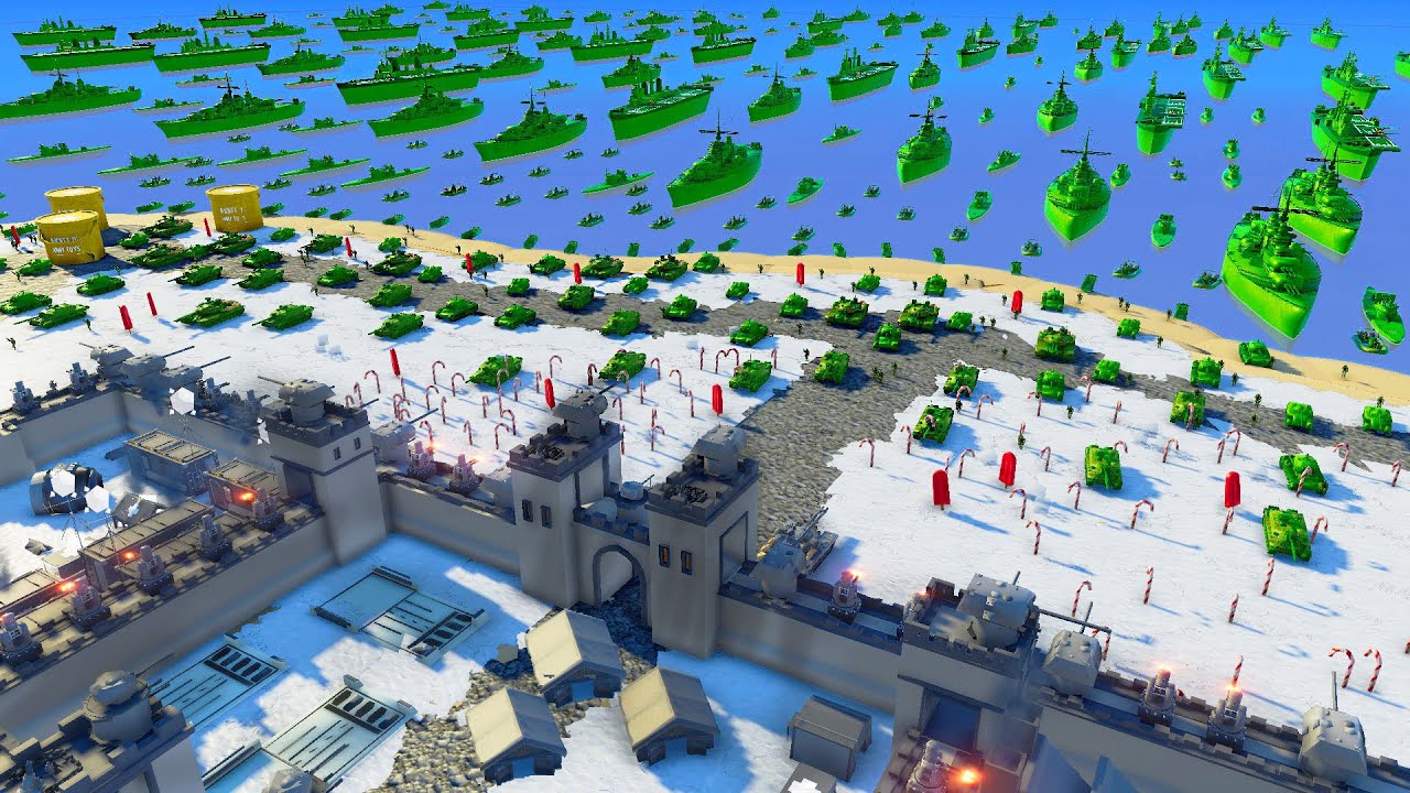 Largest ARMY MEN Island MEGA-FORTRESS Beach Invasion... - YouTube