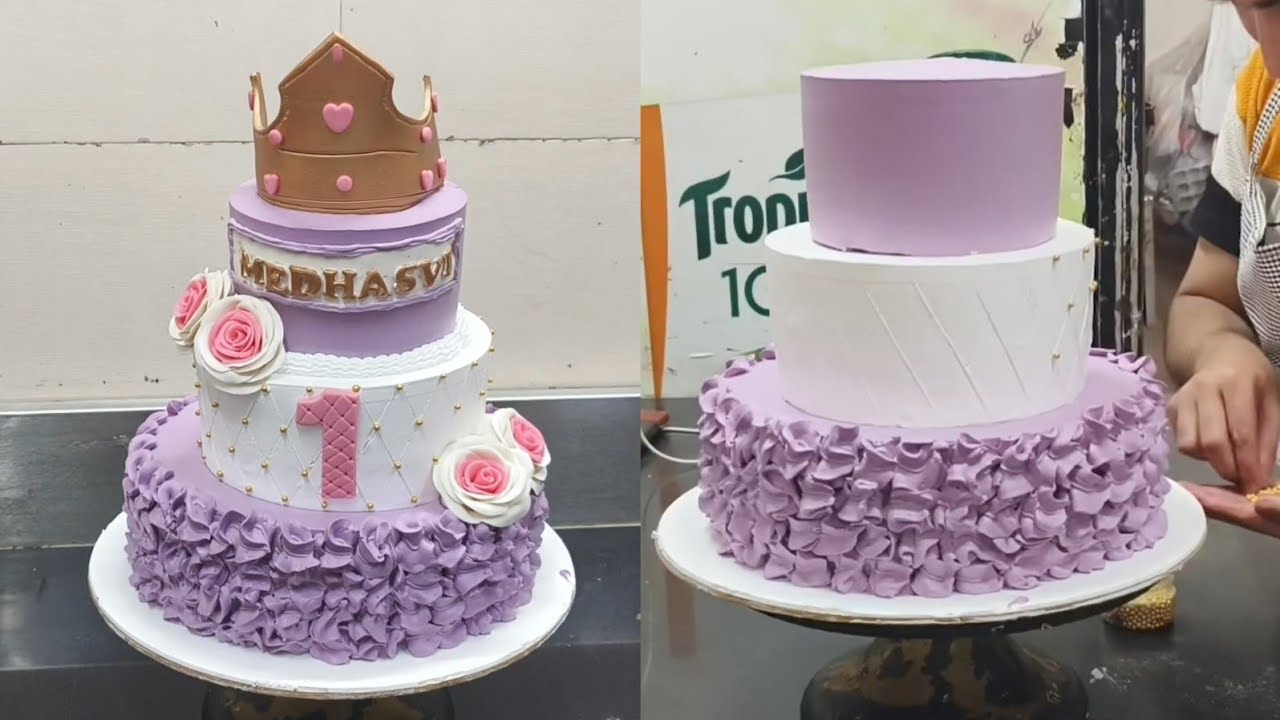 Three step cake kaise banaen | three step cake decoration idea | three ...