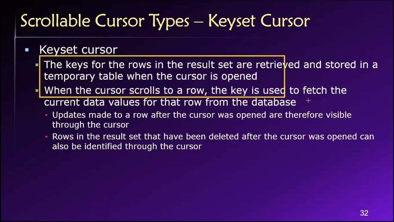 Topic 06, Part 09 - Non-Scrollable vs. Scrollable Cursors - YouTube
