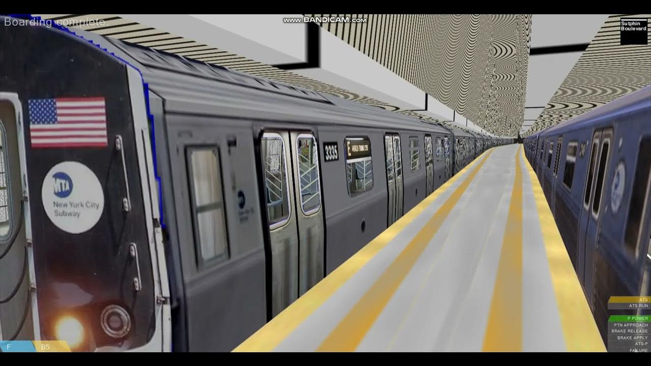 Openbve OLD R160 Siemens beta V4 E train arriving & departing at Stulpin Boulevard Archer Avenue ...