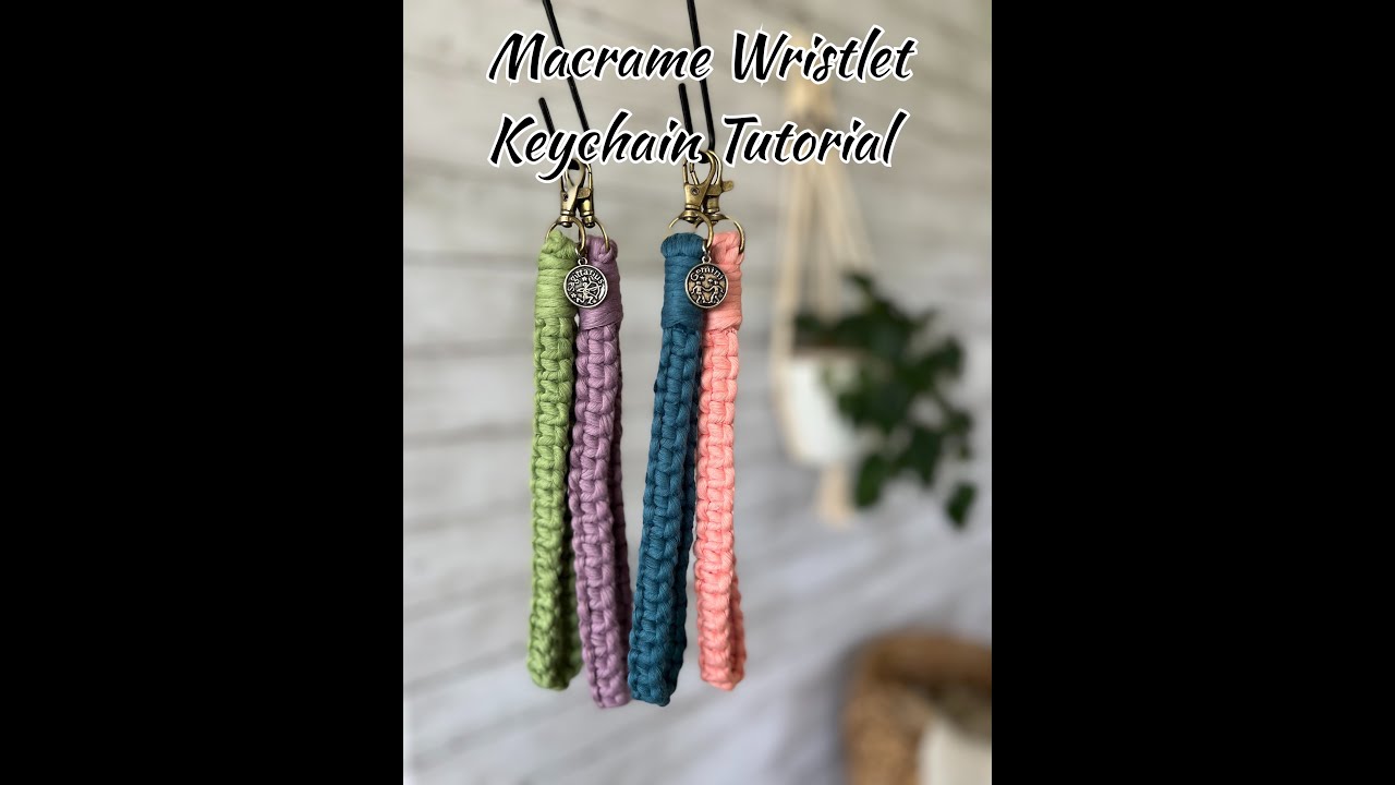 Easy Macrame Wristlet Keychain Tutorial//beginner project - YouTube