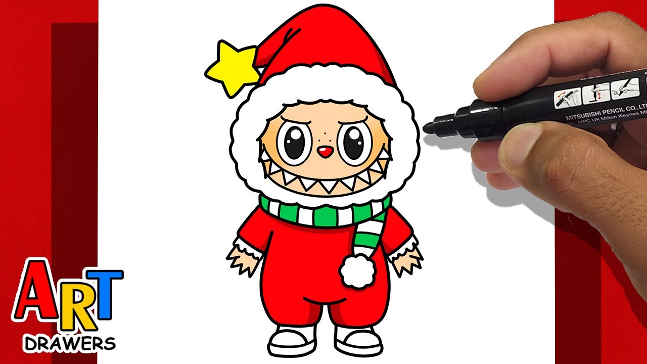 How to Draw LABUBU Santa Claus Christmas | POP MART - YouTube