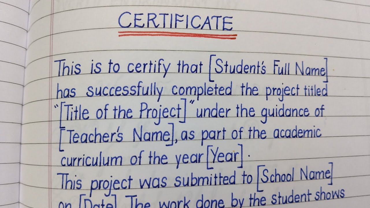 How to write Certificate page for Project file|School Project ...