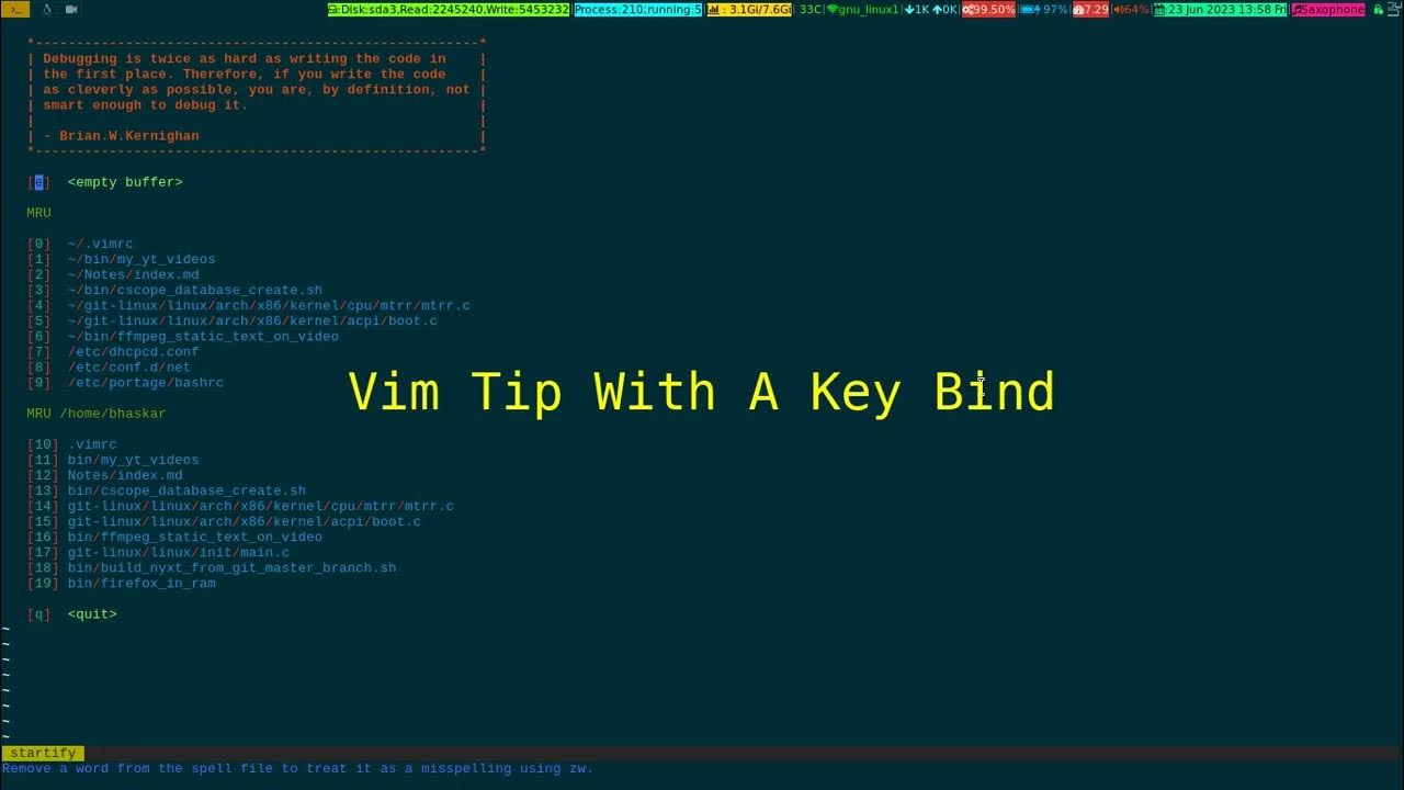 Vim Tip One At A Time With A KeyBind 2023_06_23_13:57:18 - YouTube