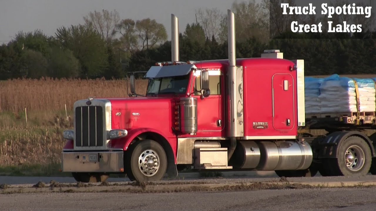 Red Peterbilt Pulling In To Truck Stop Of The 402 - YouTube